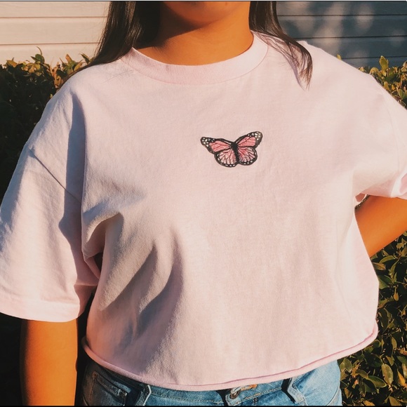 Brandy Melville | Tops | Pink Butterfly Top | Poshmark